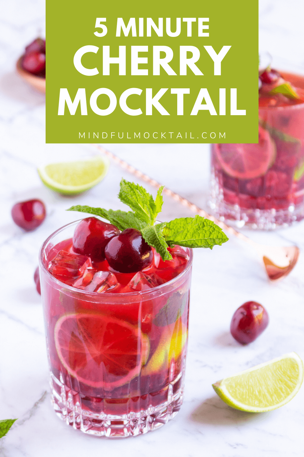 Cherry Mocktail | Cherry Mojitos - The Mindful Mocktail