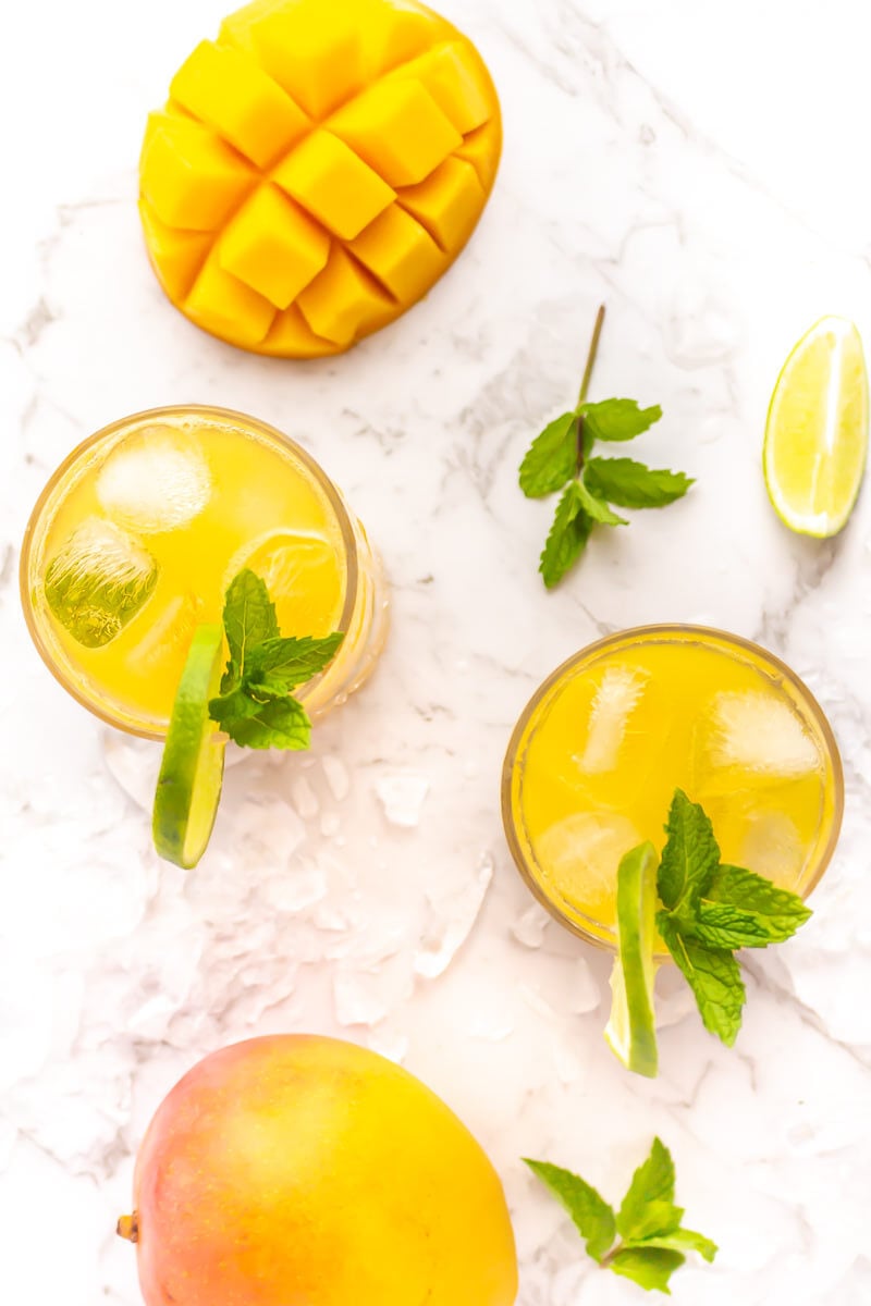 Mango Mocktail Recipe | Mango Mojito Mocktail with Mint and Lime