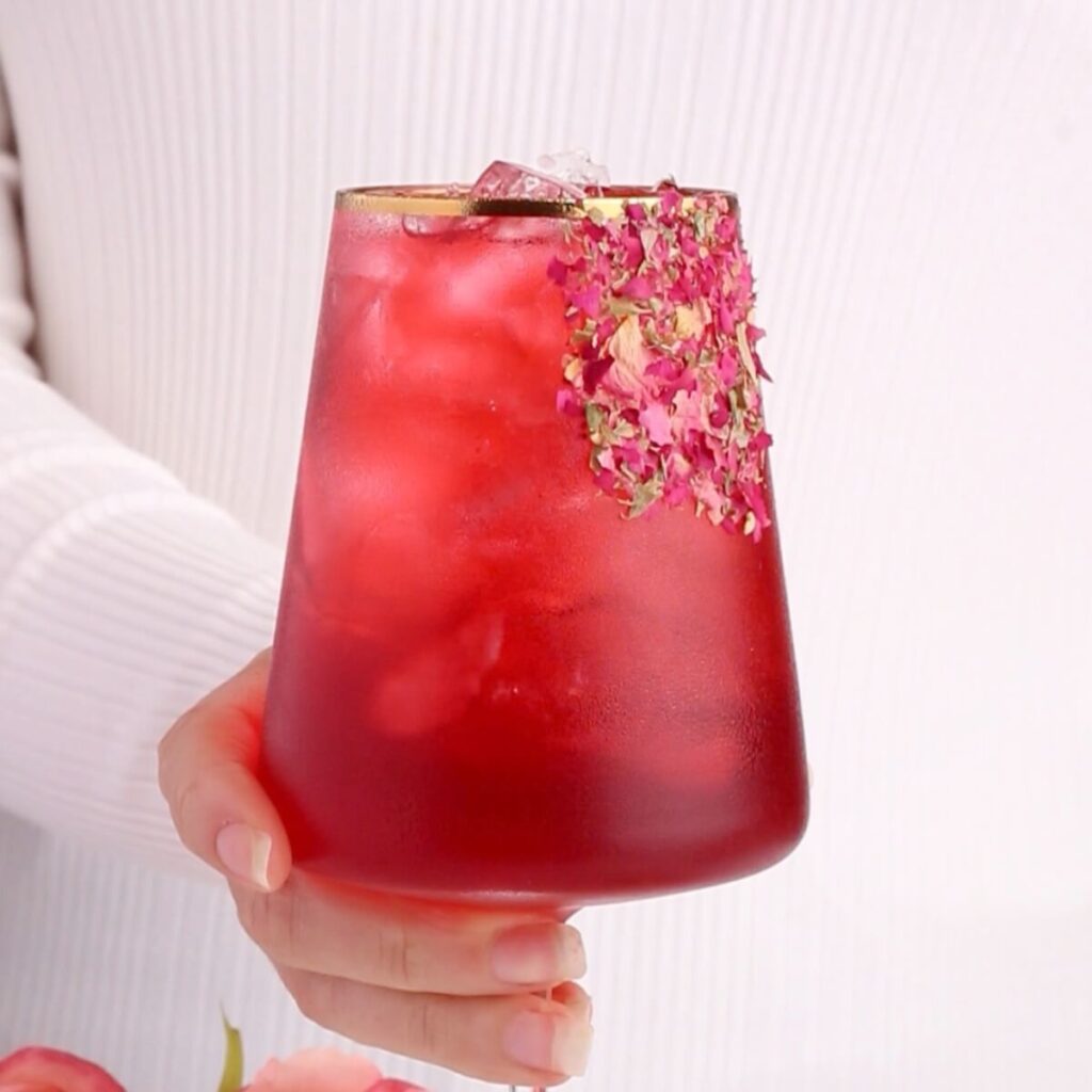 Hibiscus Mocktail Recipe With Rose - The Mindful Mocktail