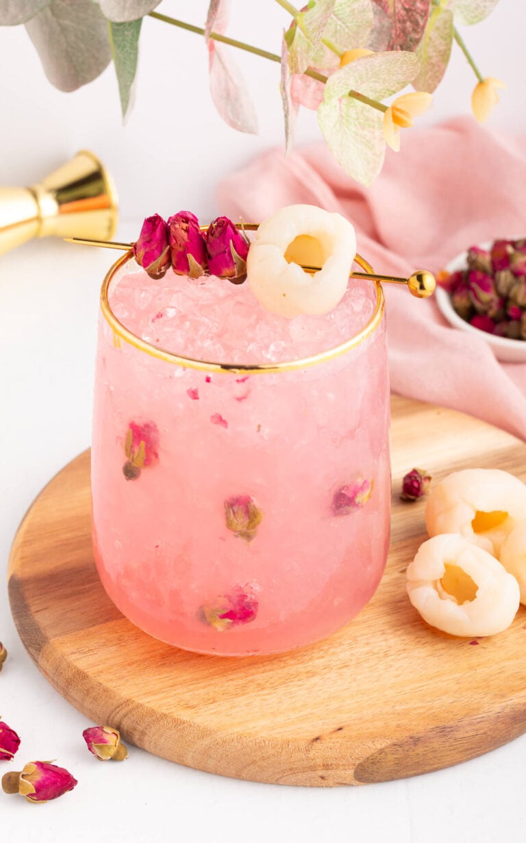 Lychee Mocktail With Rose - The Mindful Mocktail